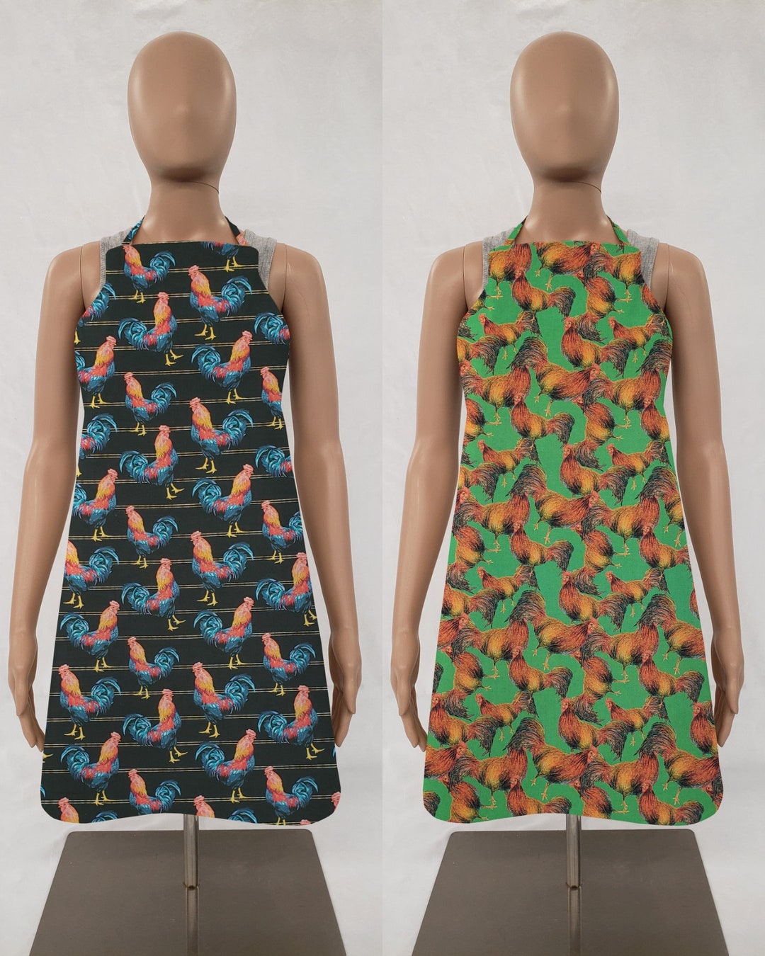 Roosters Bib Apron (2 Colors Available) - Etsy