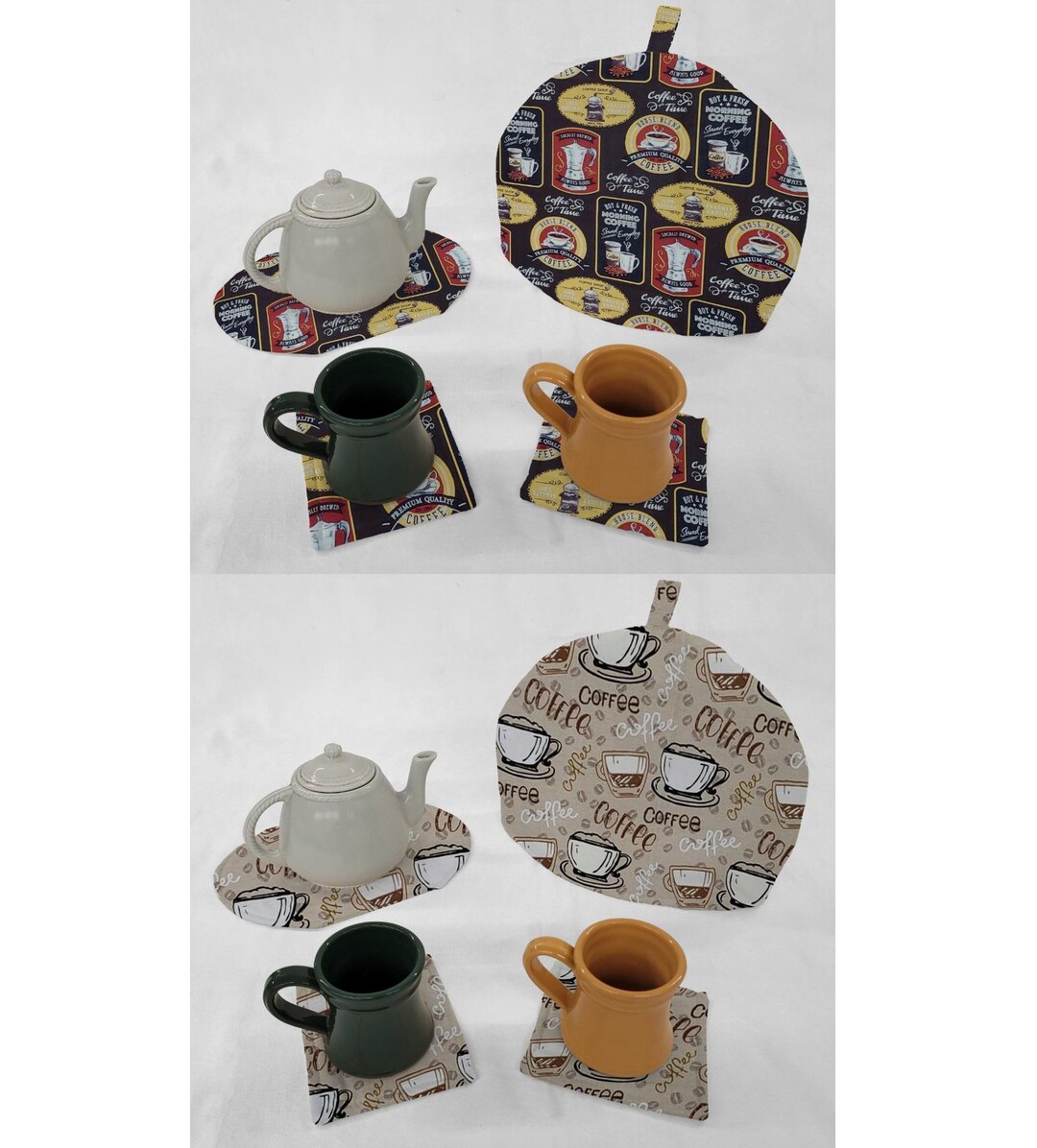 Coffee Themed Tea Pot Cozy & Coaster Set - Etsy