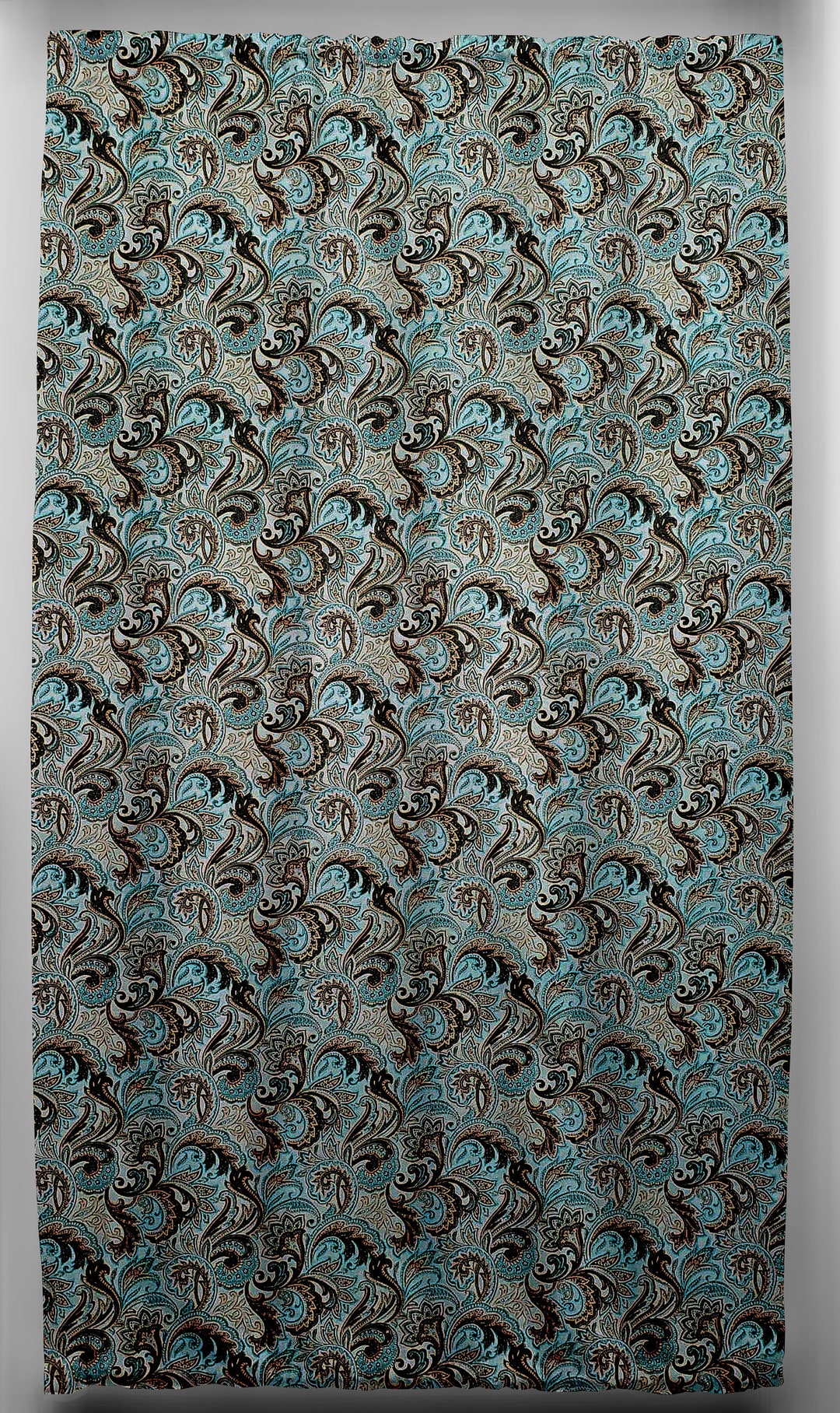 Brown & Teal Paisley French Door Curtain Panel With Tie Back - Etsy