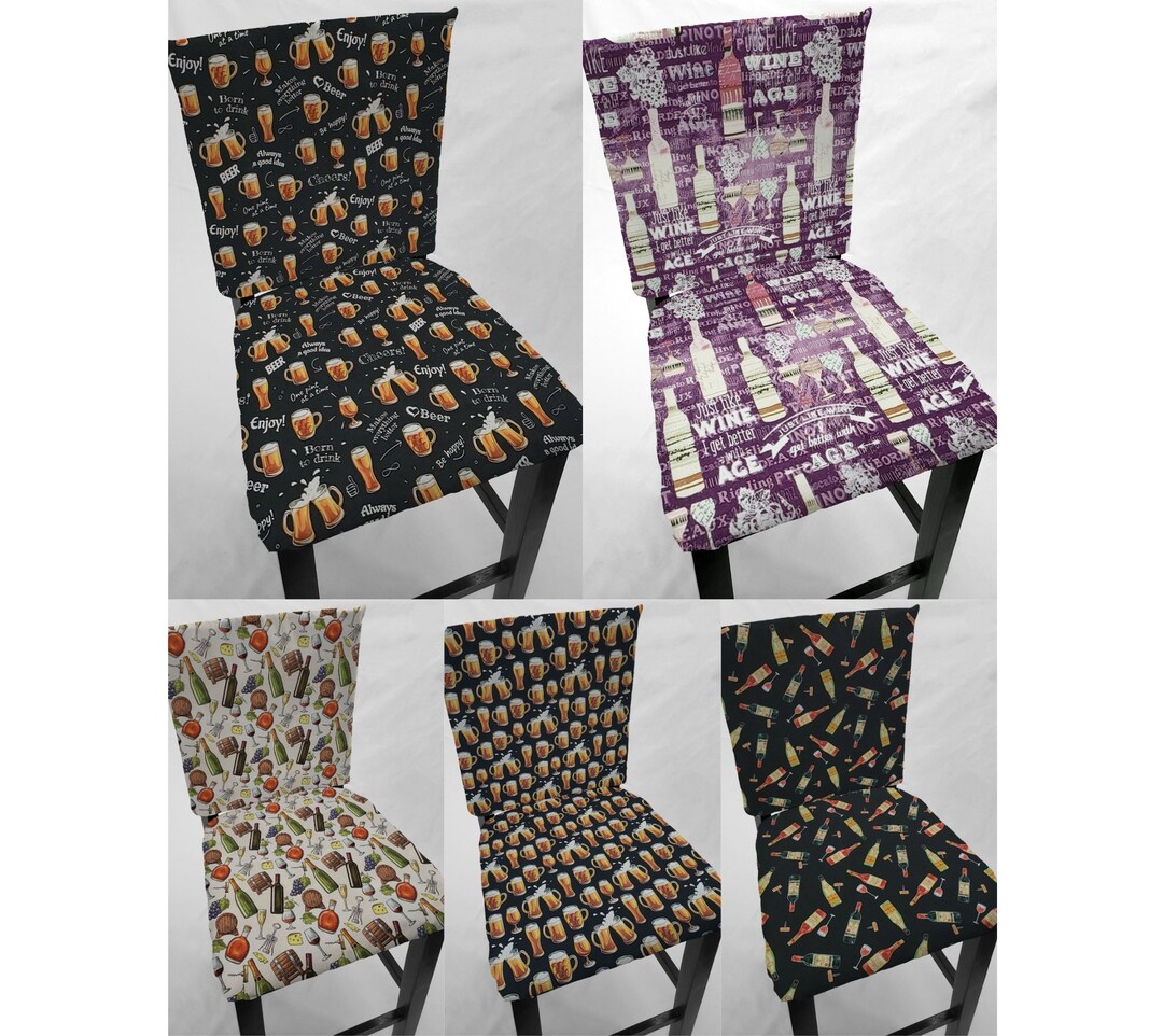 Beer or Wine Dining Room Chair Back Covers or Seat Covers (5 Patterns ...