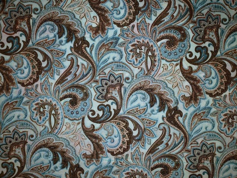 Brown & Teal Paisley Valances Curtains or Swags - Etsy
