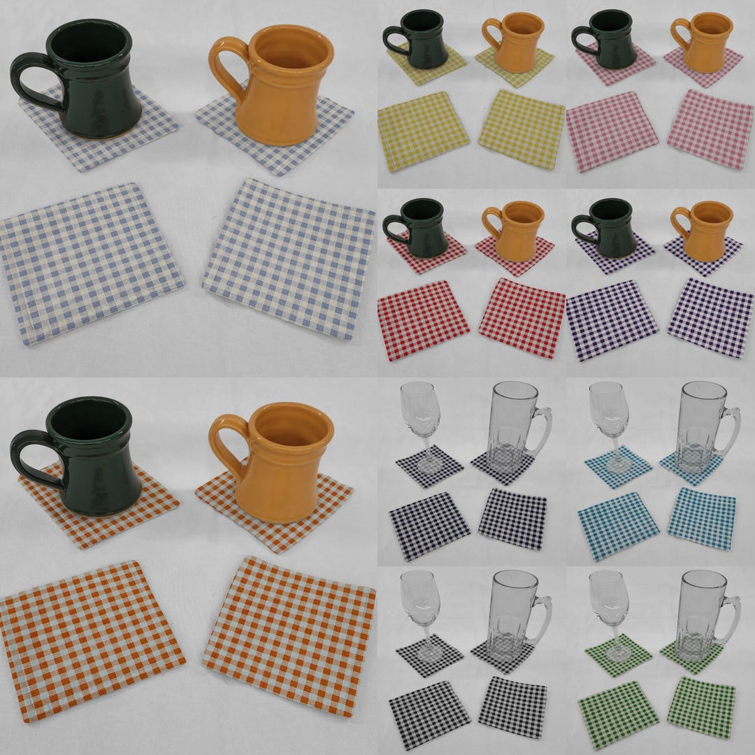 Checked Gingham Cloth Coasters - Etsy