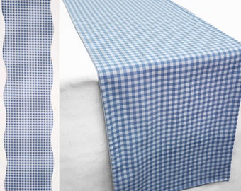 Light Blue Plaid Buffalo Check Table Runner Country Cottage Decor Table ...