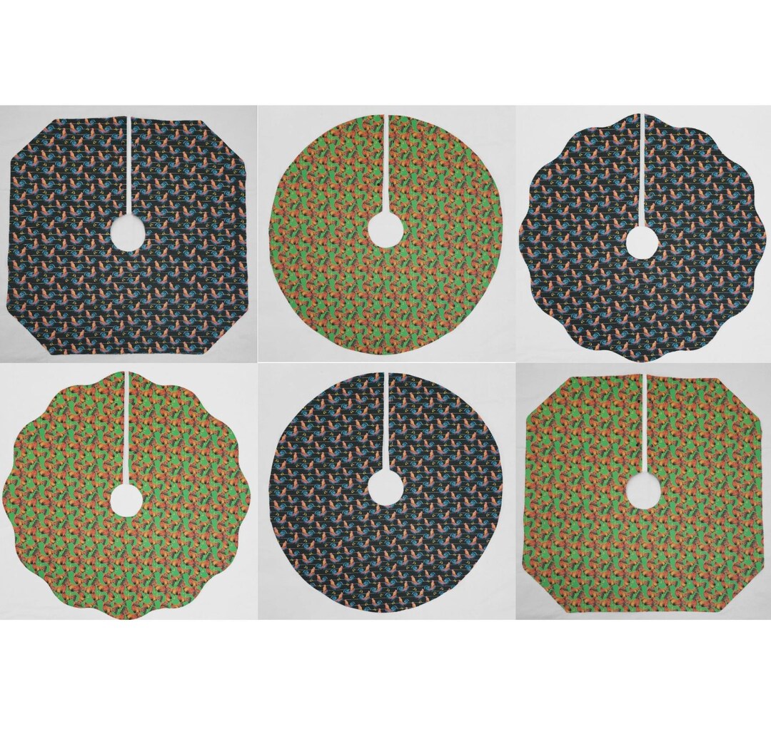 Roosters Christmas Tree Skirt 2 Colors Available 3 Shapes Available - Etsy
