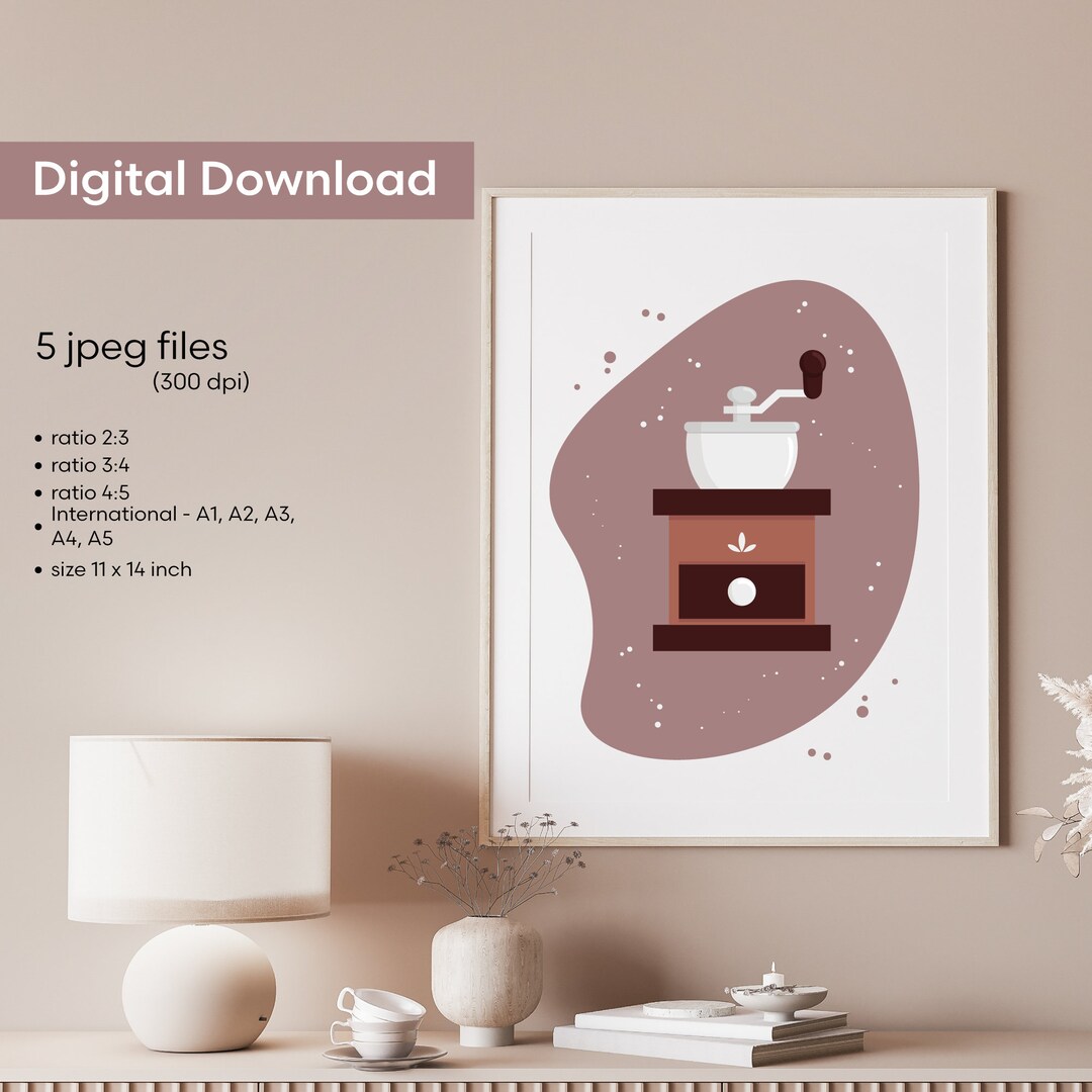 Elegant Coffee Grinder Printable Wall Art, Unique Coffee Lovers Home ...