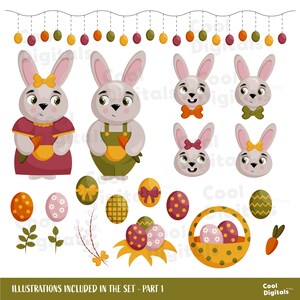 Cute Easter Clipart Set PNG, Adorable Animals Illustrations for ...