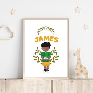 Custom Boy Name Sign, Cute Cartoon Portrait, Adorable Illustrated Kids ...