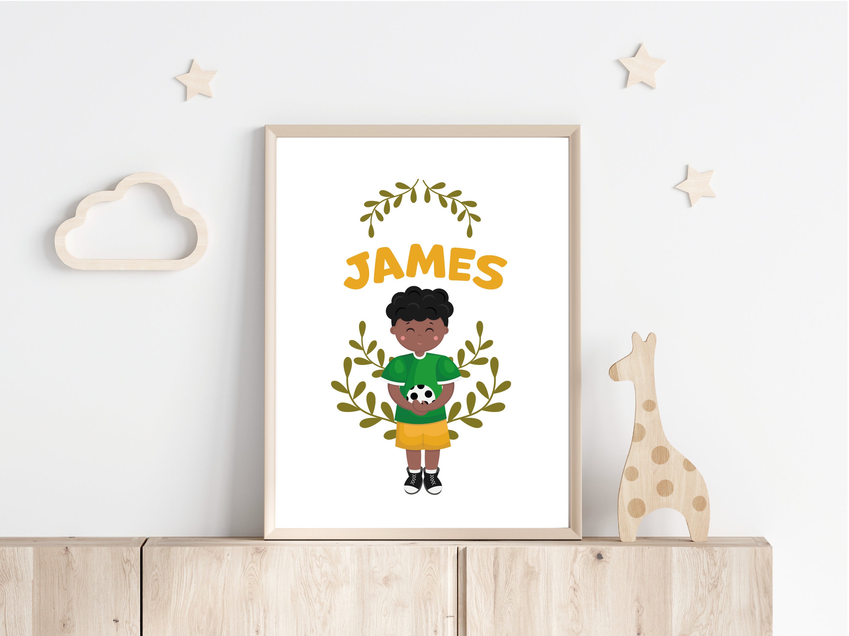 Custom Boy Name Sign, Cute Cartoon Portrait, Adorable Illustrated Kids ...