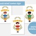 Custom Boy Name Sign, Cute Cartoon Portrait, Adorable Illustrated Kids ...