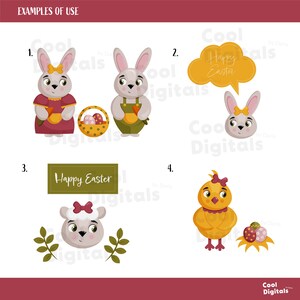 Cute Easter Clipart Set PNG, Adorable Animals Illustrations for ...