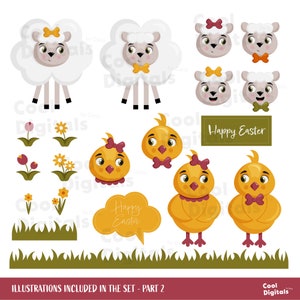 Cute Easter Clipart Set PNG, Adorable Animals Illustrations for ...