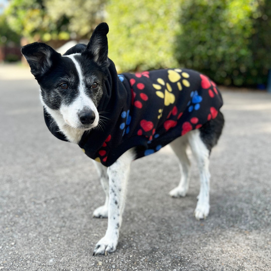 Paw Prints Dog Hoodie / Black Dog Jacket / Dog Coat - Etsy