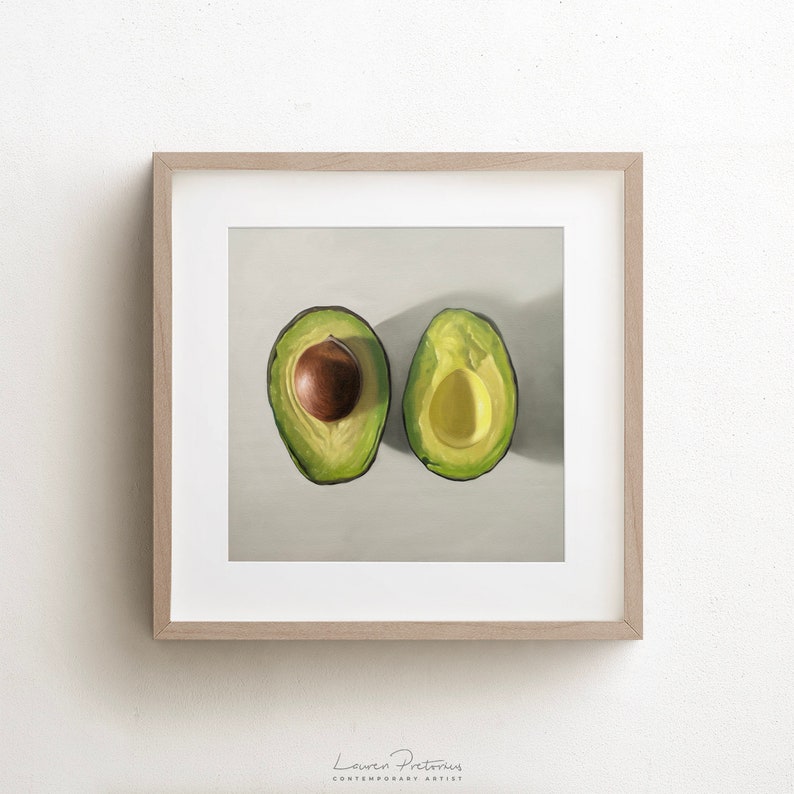 Sliced Avocado Kitchen Food Oil Painting Fine Art Print by - Etsy