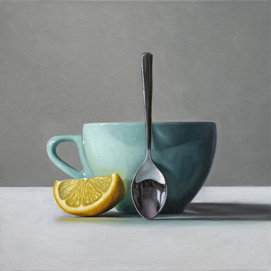 Lemon Wedge, Cup & Spoon | Food Kitchen Oil Painting Signed Fine Art ...