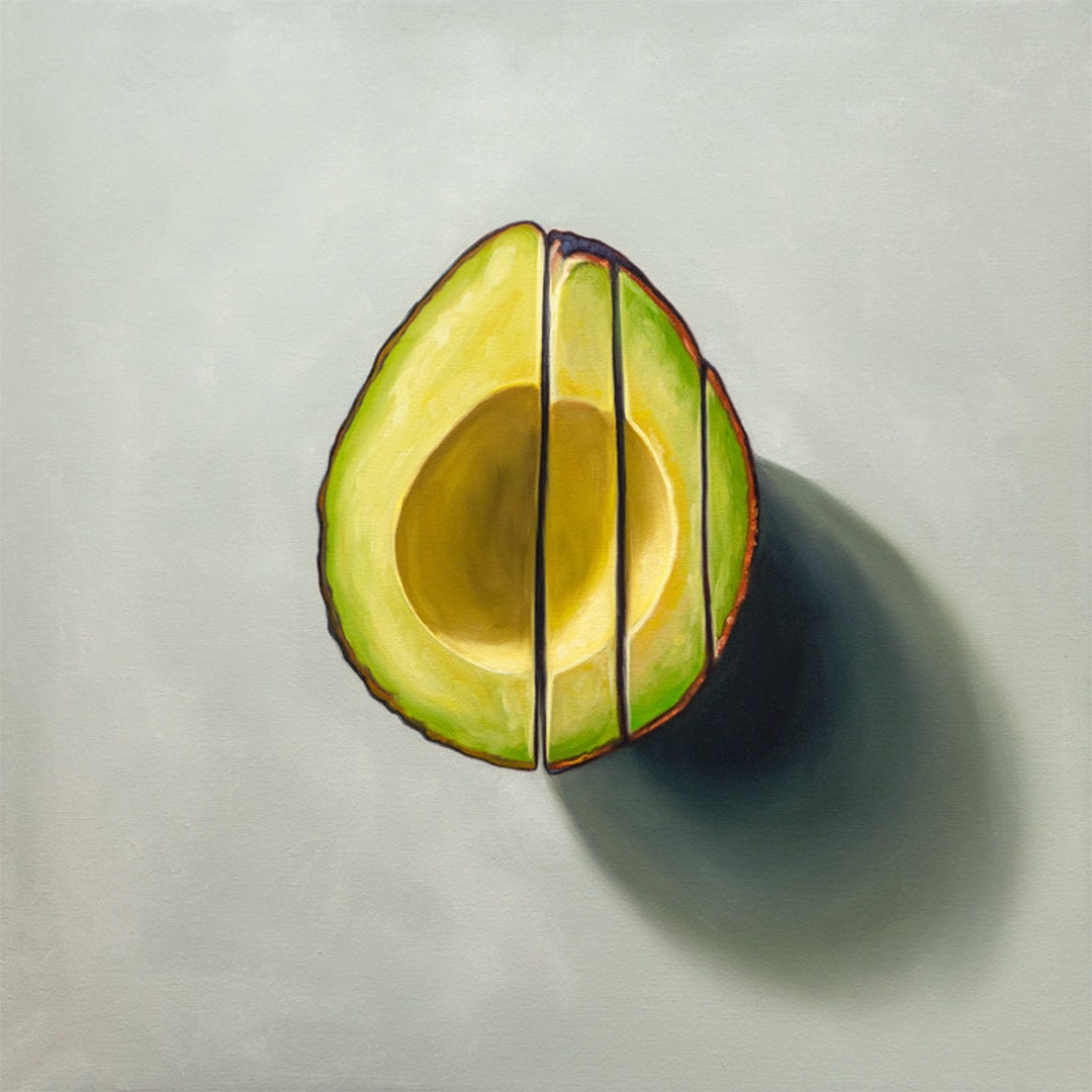 Sliced Avocado Kitchen Food Oil Painting Signed Fine Art Print Direct ...