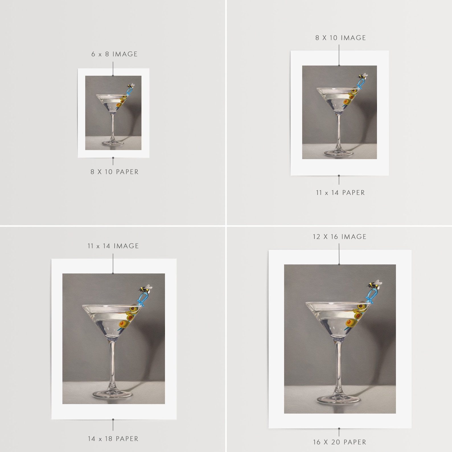 Bumble Bee Martini | Cocktail Kitchen Oil Painting Fine Art Print ...