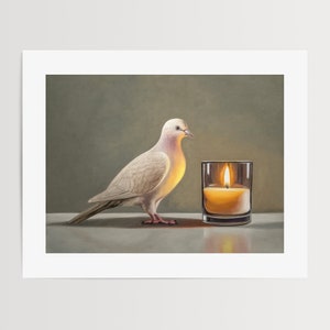 Dove & Candle | Bird Oil Painting Signed Fine Art Print | Direct From ...