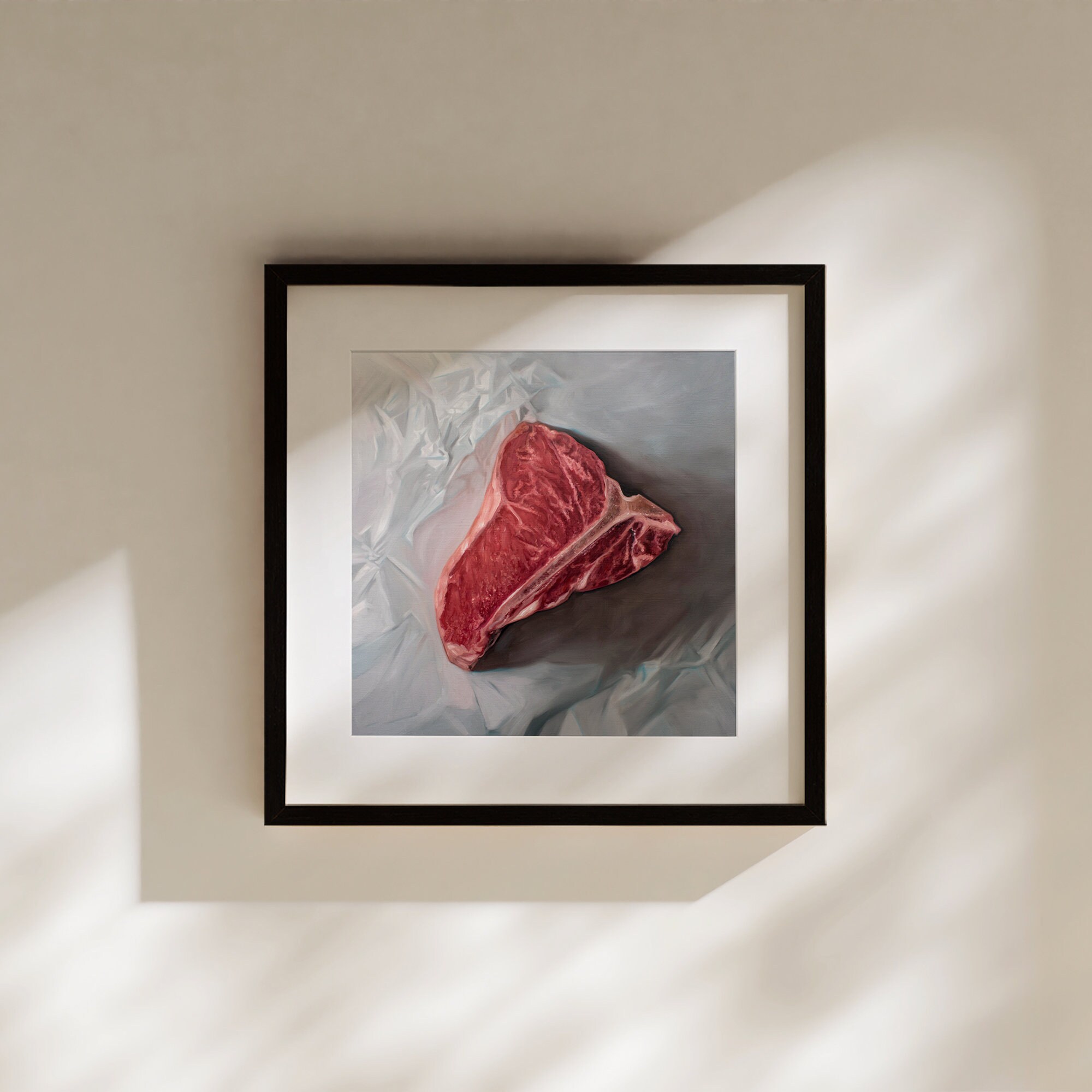 T-bone Steak Oil Painting Art Print: Kitchen Food Still Life - Etsy