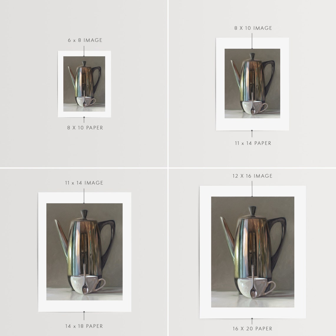 Percolator, Cup and Spoon | Oil Painting Fine Art Print | Direct From ...