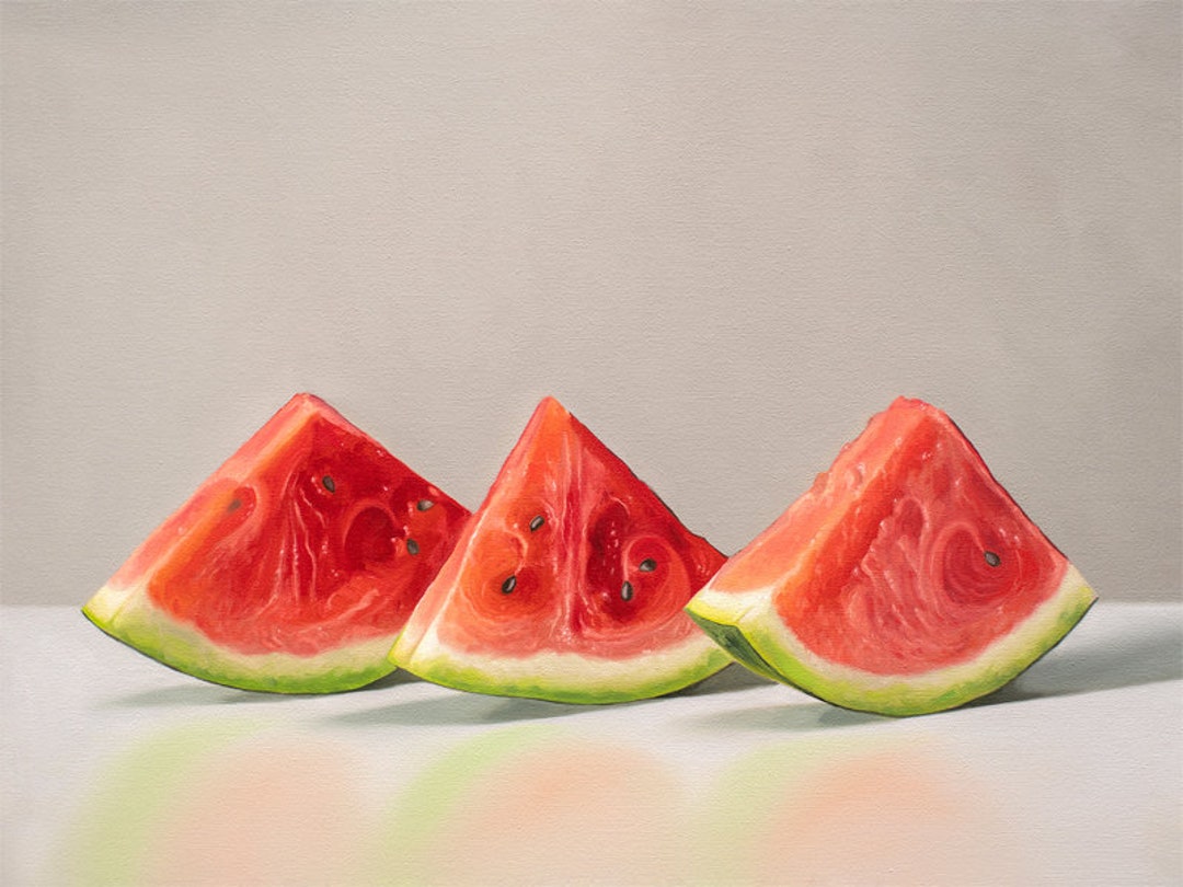 Watermelon Slice Oil Painting Print: Kitchen Food Art - Etsy