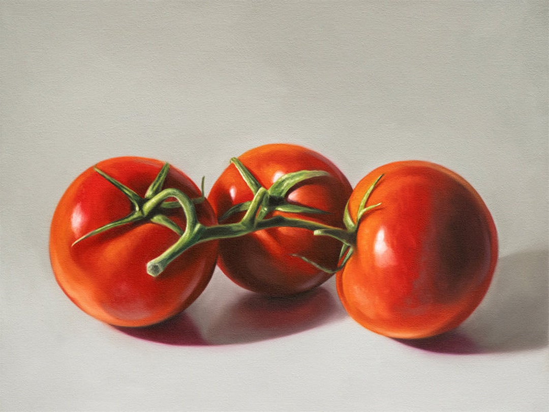 Tomato Trio Kitchen Fruit Food Oil Painting Signed Fine Art Print Direct From Artist - Etsy