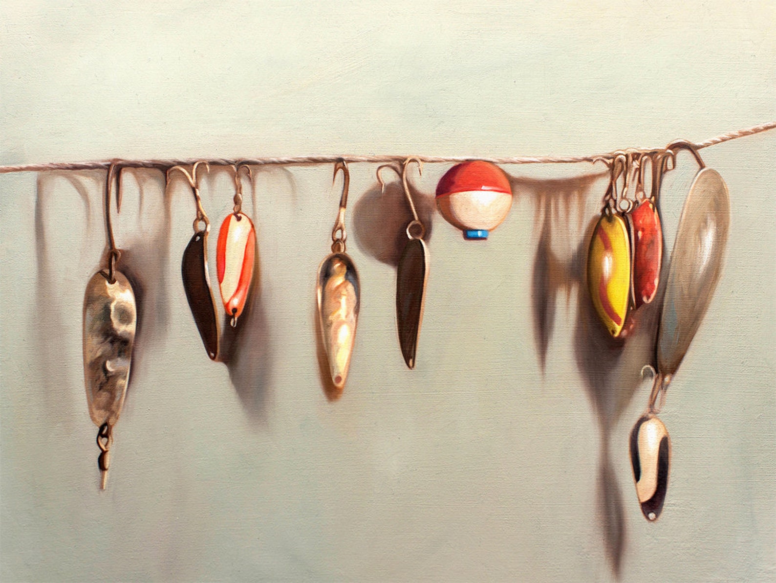 Vintage Fishing Lures Still Life Oil Painting Fine Art Print - Etsy