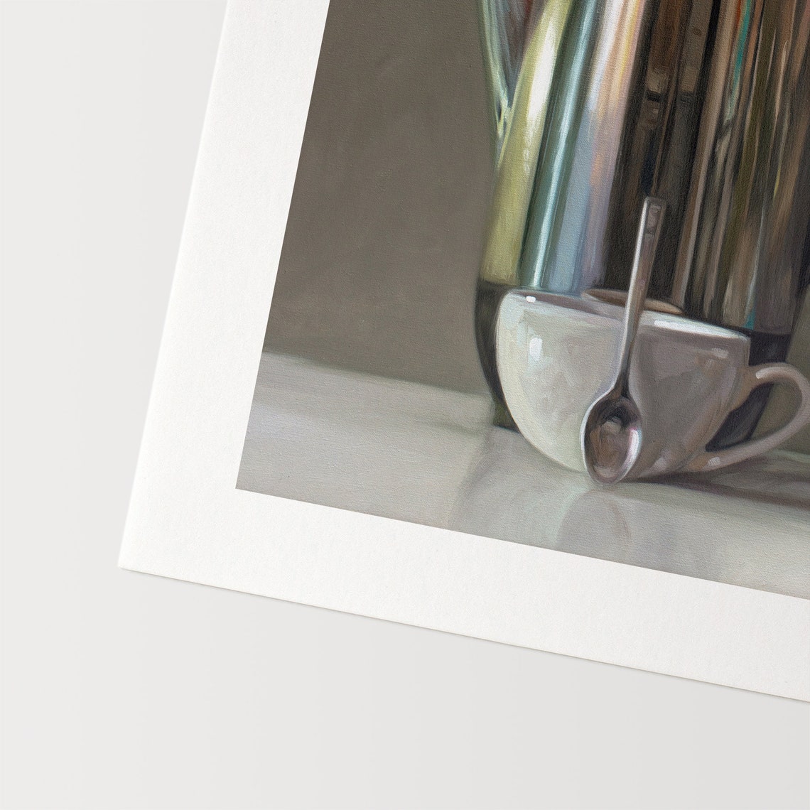Percolator, Cup and Spoon | Oil Painting Fine Art Print | Direct From ...