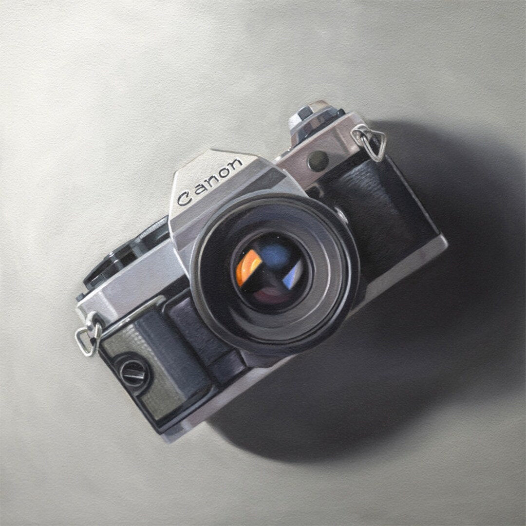 Vintage Film Camera | Still Life Oil Painting Signed Fine Art Print ...