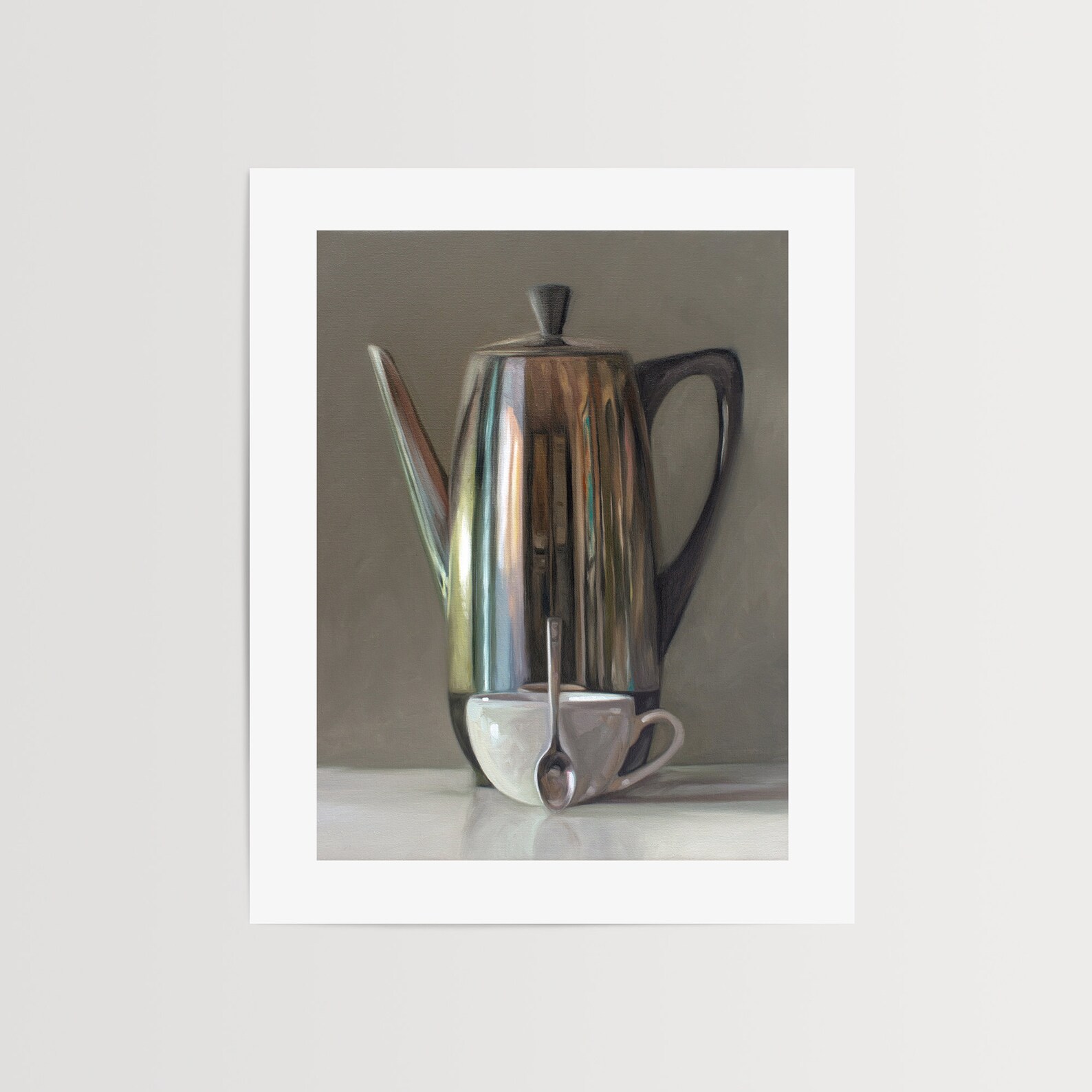 Percolator, Cup and Spoon | Oil Painting Fine Art Print | Direct From ...