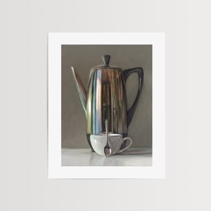 Percolator, Cup and Spoon | Oil Painting Signed Fine Art Print | Direct ...