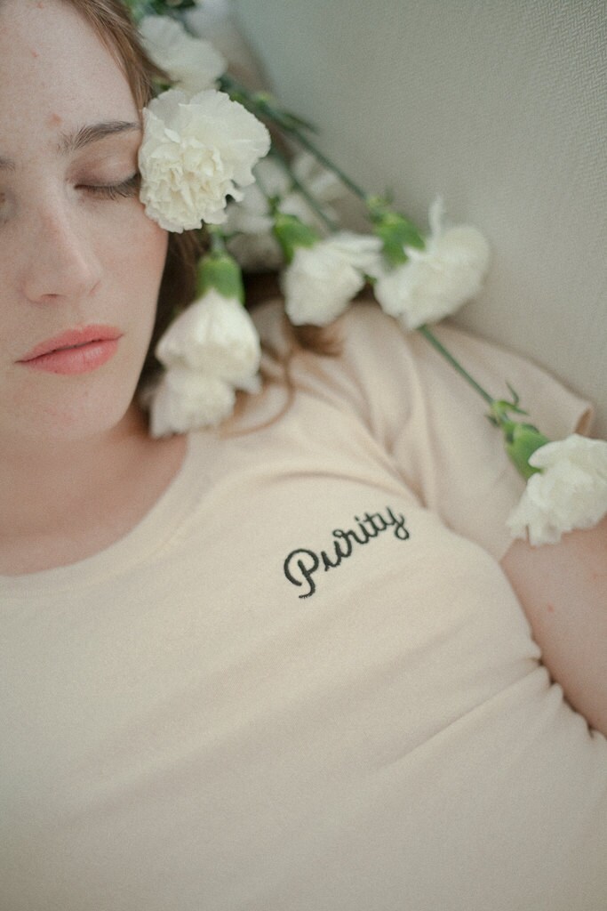 Tshirt. Lettering Purity Embroidery in Black - Etsy