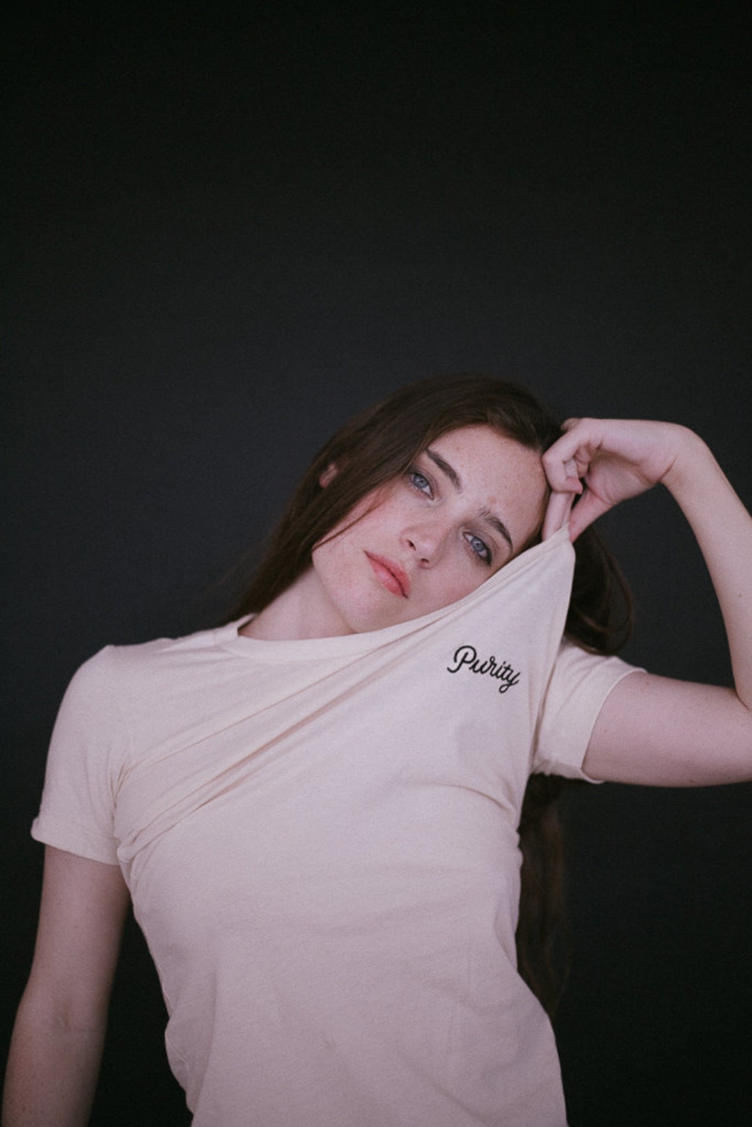 Tshirt. Lettering Purity Embroidery in Black - Etsy