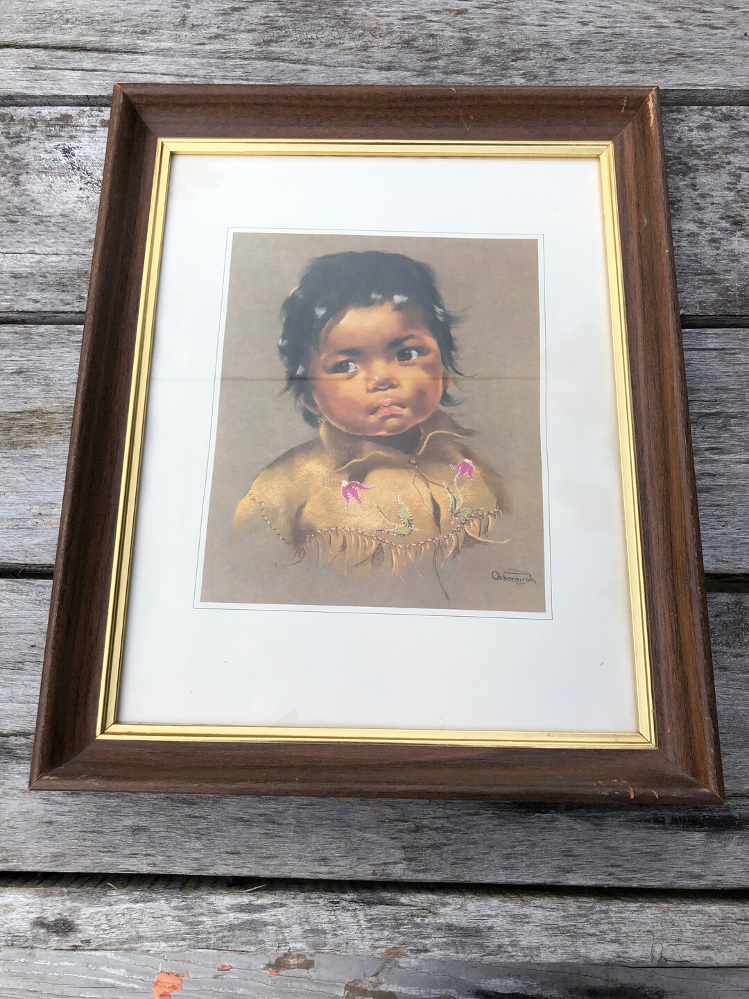 Vintage Framed Print of Stoney Indian Nation Girl by Artist Dorothy ...