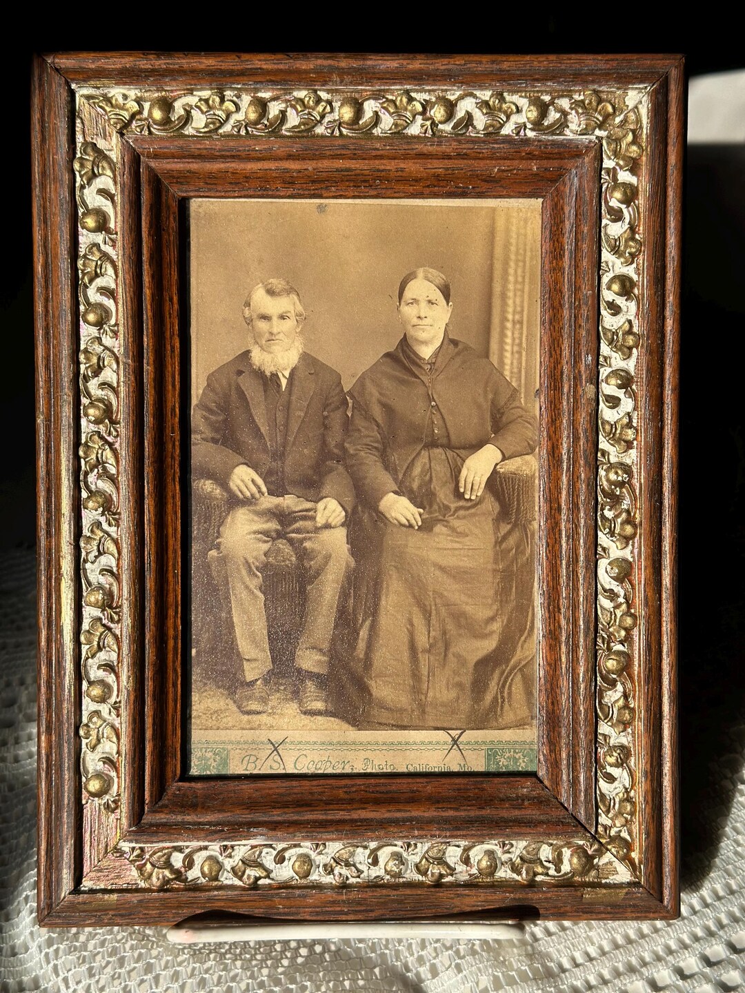 Vintage Framed Black and White Sepia Tone Photo of Man and Woman ...