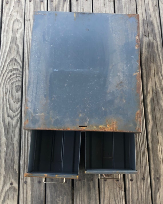 Vintage Metal 2 Drawer Card Holder Card Catalog Holder - Etsy