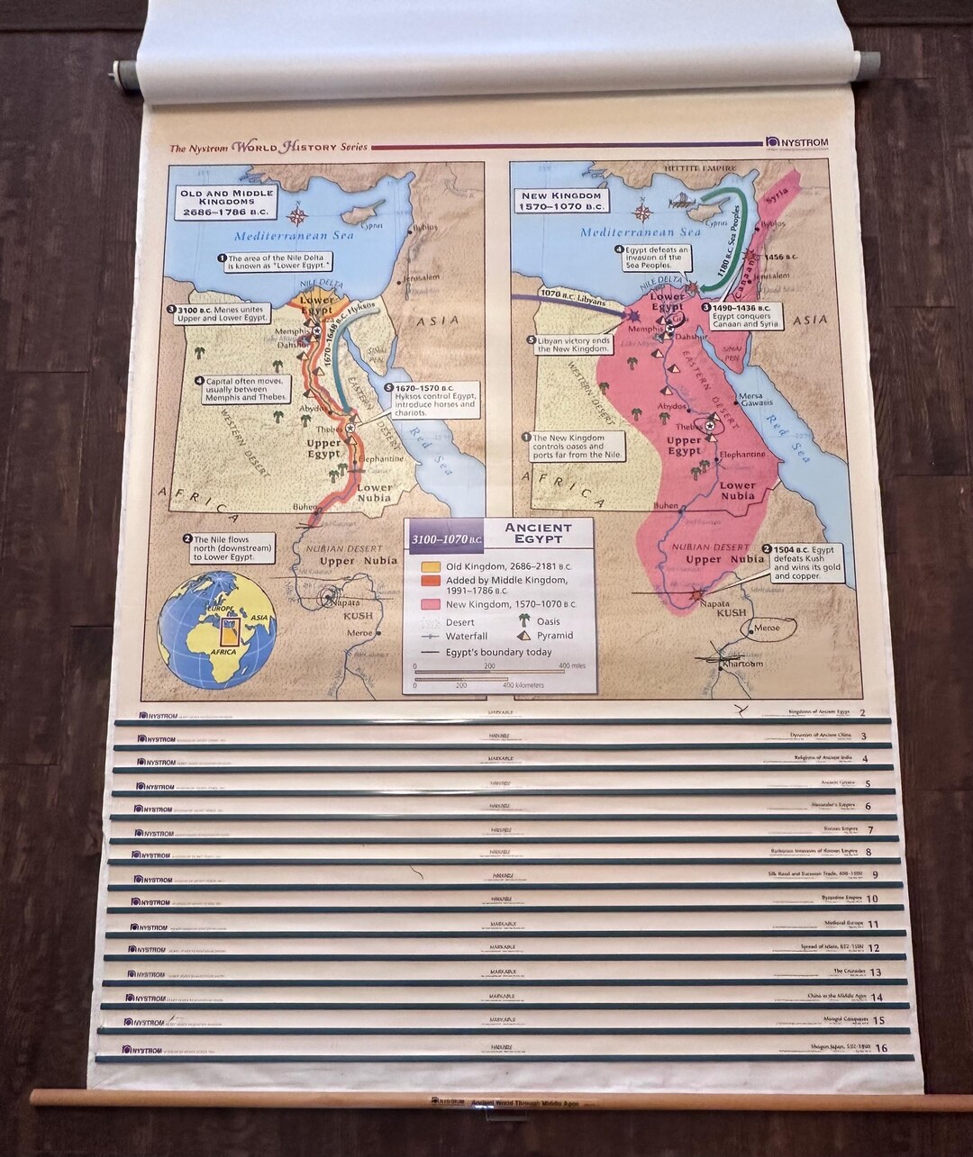 Large, Vintage Nystrom World History Series Pulldown Maps, 16 Maps ...