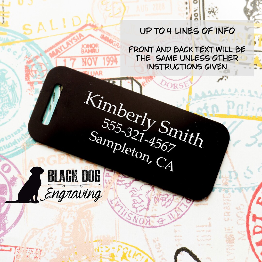 Small Personalized Luggage Bag Tag Minimalist Baggage Tag Engraved ...