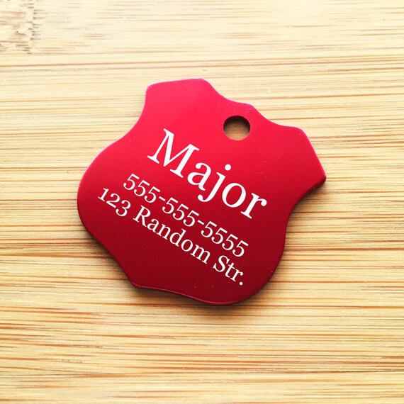 Engraved LARGE Shield Dog Pet ID Tag | Etsy