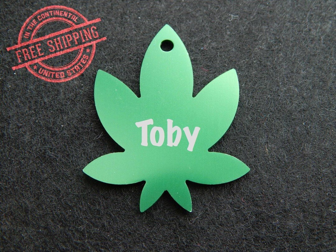 SALE Laser Engraved Cannabis Pot Weed Leaf Personalized Custom Dog or ...