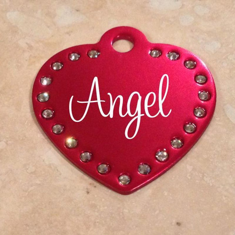 Heart Shaped Pink Dog Tag - Etsy