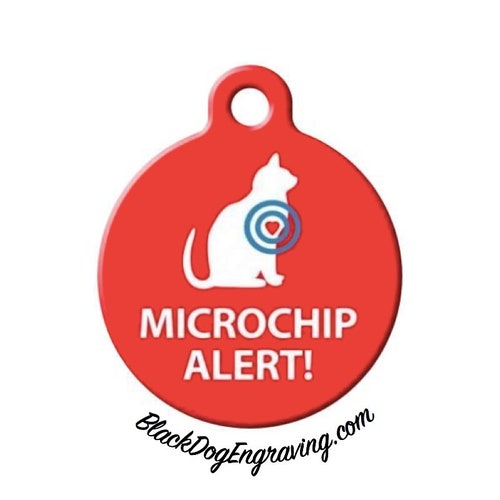 Microchipped Cat Engraved Pet ID Tag - Etsy