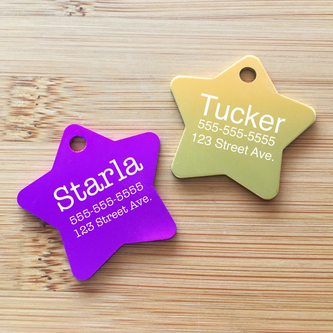 Large Personalized Star Dog or Cat Tag Engraved Star Shaped Pet Tag - Etsy