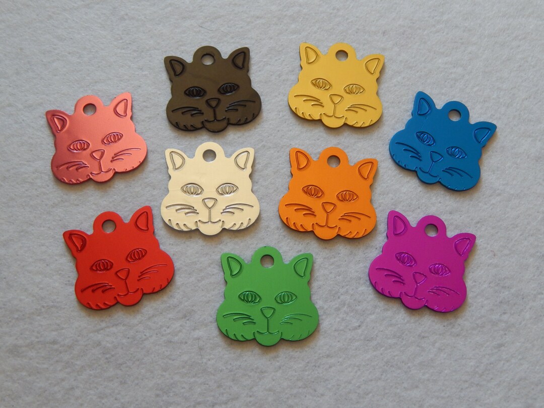 Laser Engraved Large Kitty Face Cat Tag - Etsy