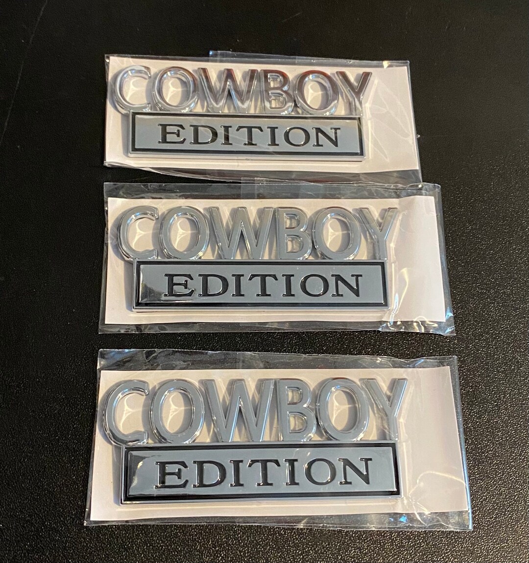 3pc COWBOY Edition Car Chrome Auto Motorcycle Golf Cart Tractor Farmer ...