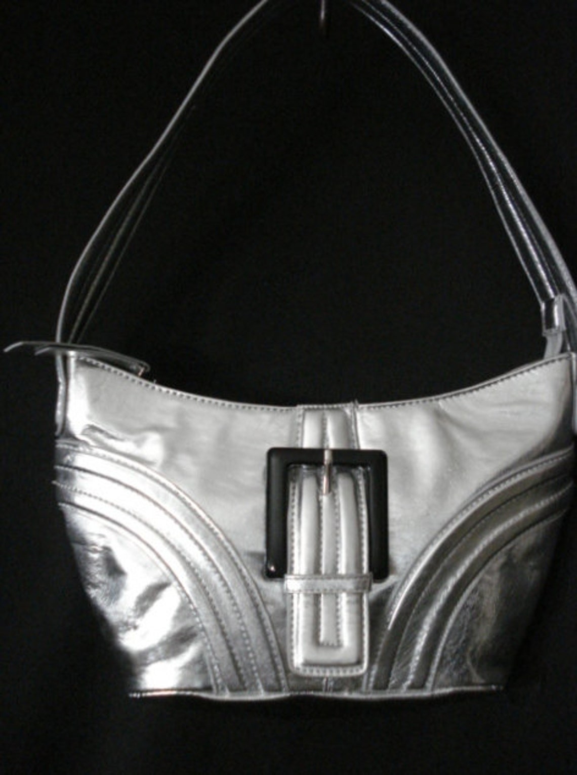 Shoulder Bag Silver Leather Purse Vintage 80s Glam Chic Womens - Etsy