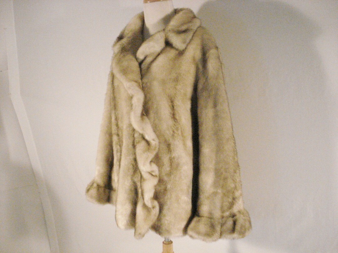 Tan Mink Faux Fur Coat by Pamela Mc Coy Collection Mink Stroller Coat ...