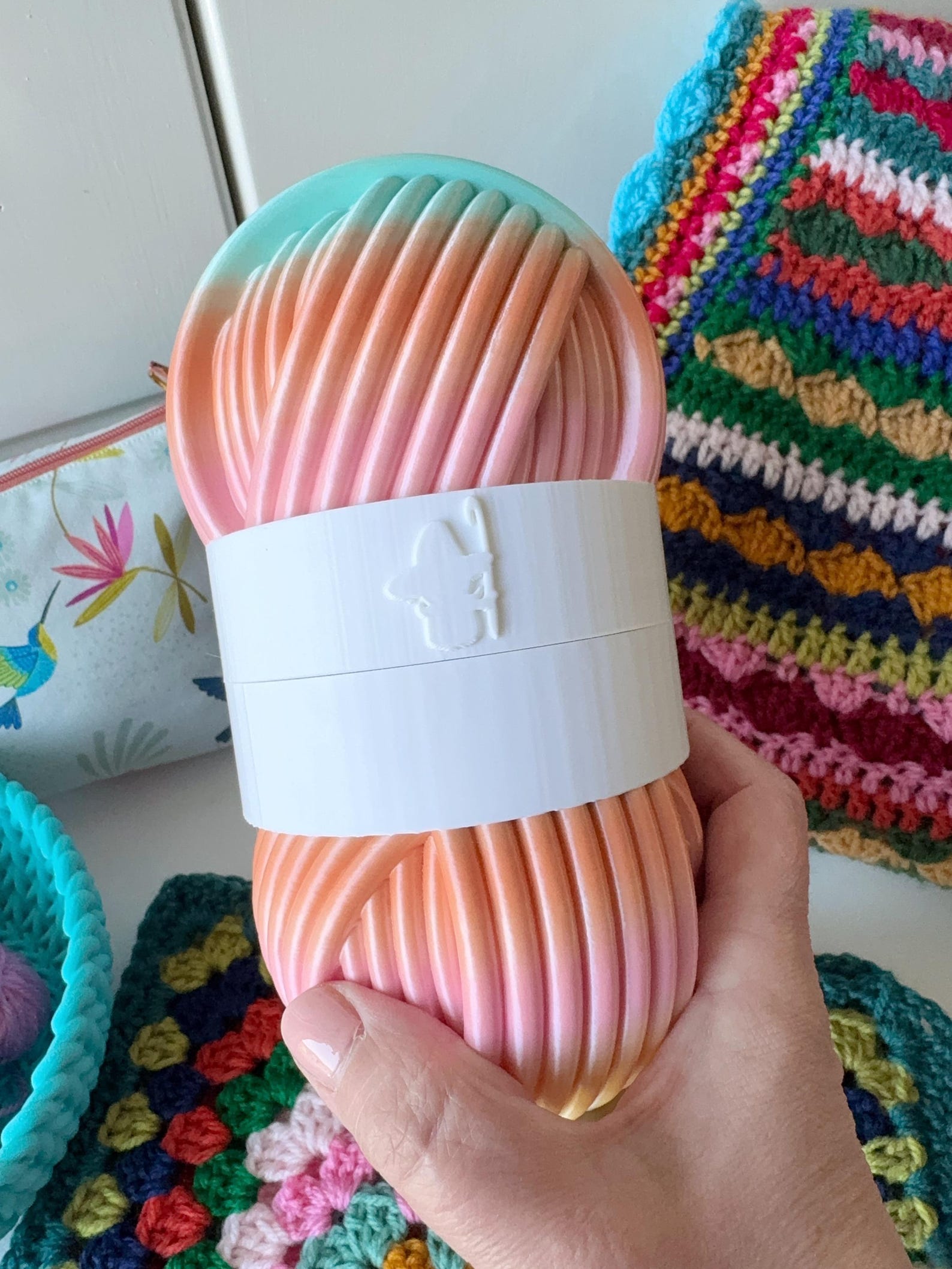 Yarn Ball Surprise Pot With Contrast Band, Crochet Gift Set, 3D Printed ...
