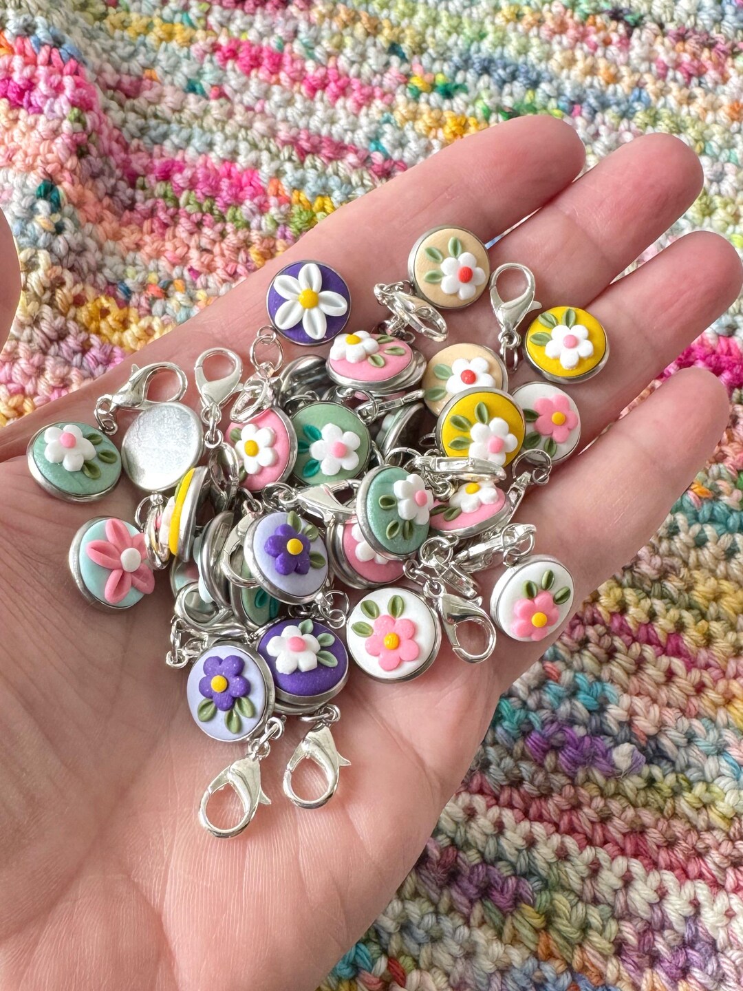 Stitch Marker Selection, Random Flower Stitch Markers, Progress Keepers ...