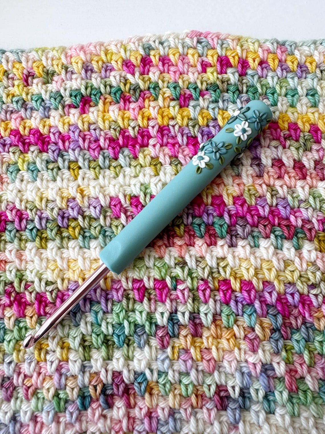 Pastel Flower Crochet Hook Set, Rainbow Crochet Hooks, Floral Polymer ...