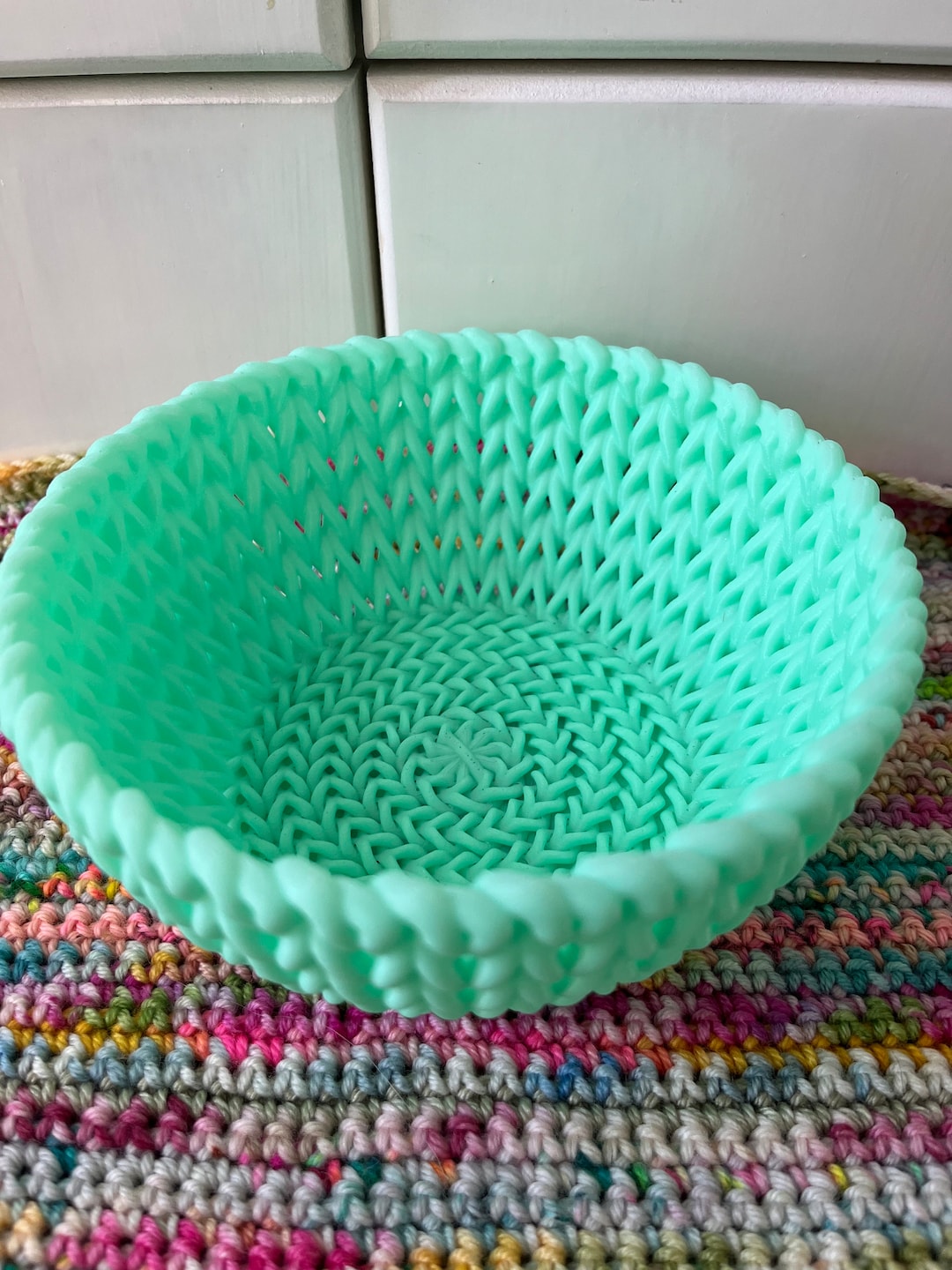 3D Printed Knitted Look Bowl, Pretty Storage Bowl, Photo Prop, Yarn ...